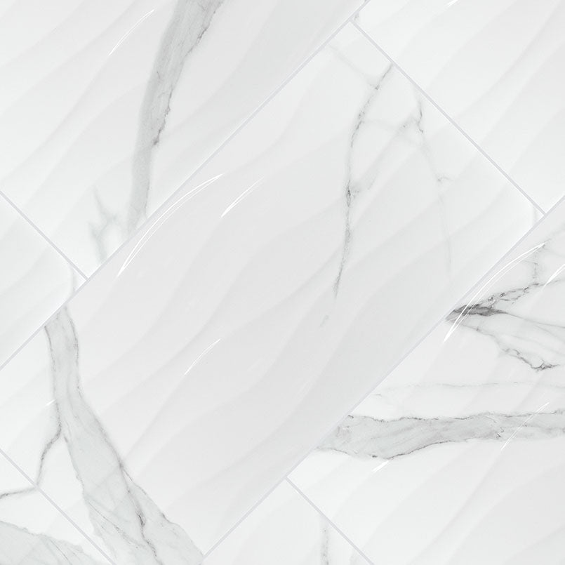 MSI Dymo Statuary Wavy White Glossy Ceramic Tile | Lowest Price — Stone ...