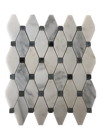 Full Sheet Sample - Oriental White Elongated Octagon Marble Mosaic - 1 ...