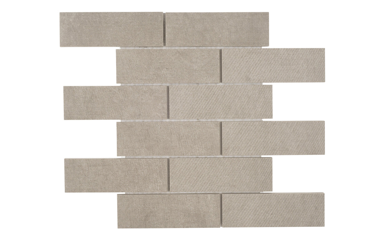 Full Sheet Sample - Fusion Fabric Greige Staggered Porcelain Mosaic ...