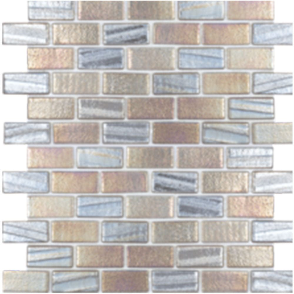 Full Sheet Sample - Illusions Grey Deco Staggered Glass Mosaic - 1" x — Stone & Tile Shoppe, Inc.