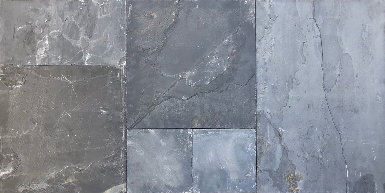 Black Slate Natural Cleft Face with Gauged Back Versailles Pattern ...