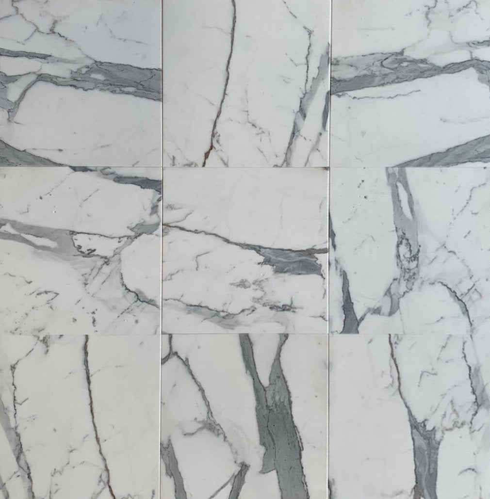 Full Tile Sample - Italian Statuary White Marble Tile - 12" x 24" x 3 ...