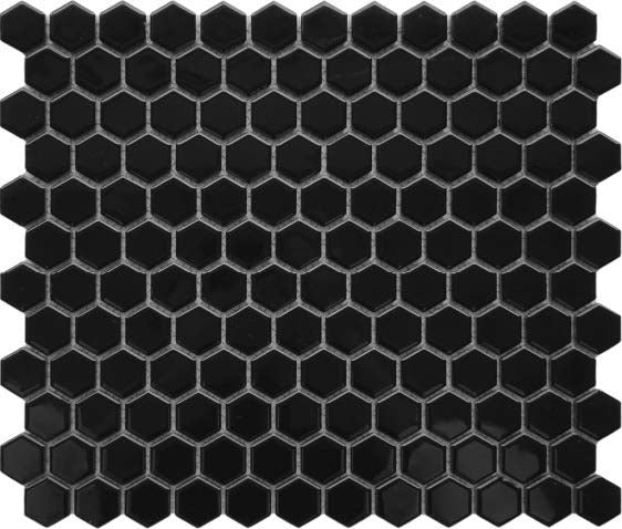Kertiles Hexaone Black Matte Porcelain Mosaic | Lowest Price — Stone ...
