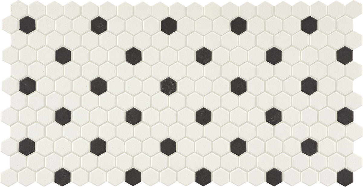 Daltile Keystone Blends DK16 Arctic White & Black Dots Porcelain Mosaic ...