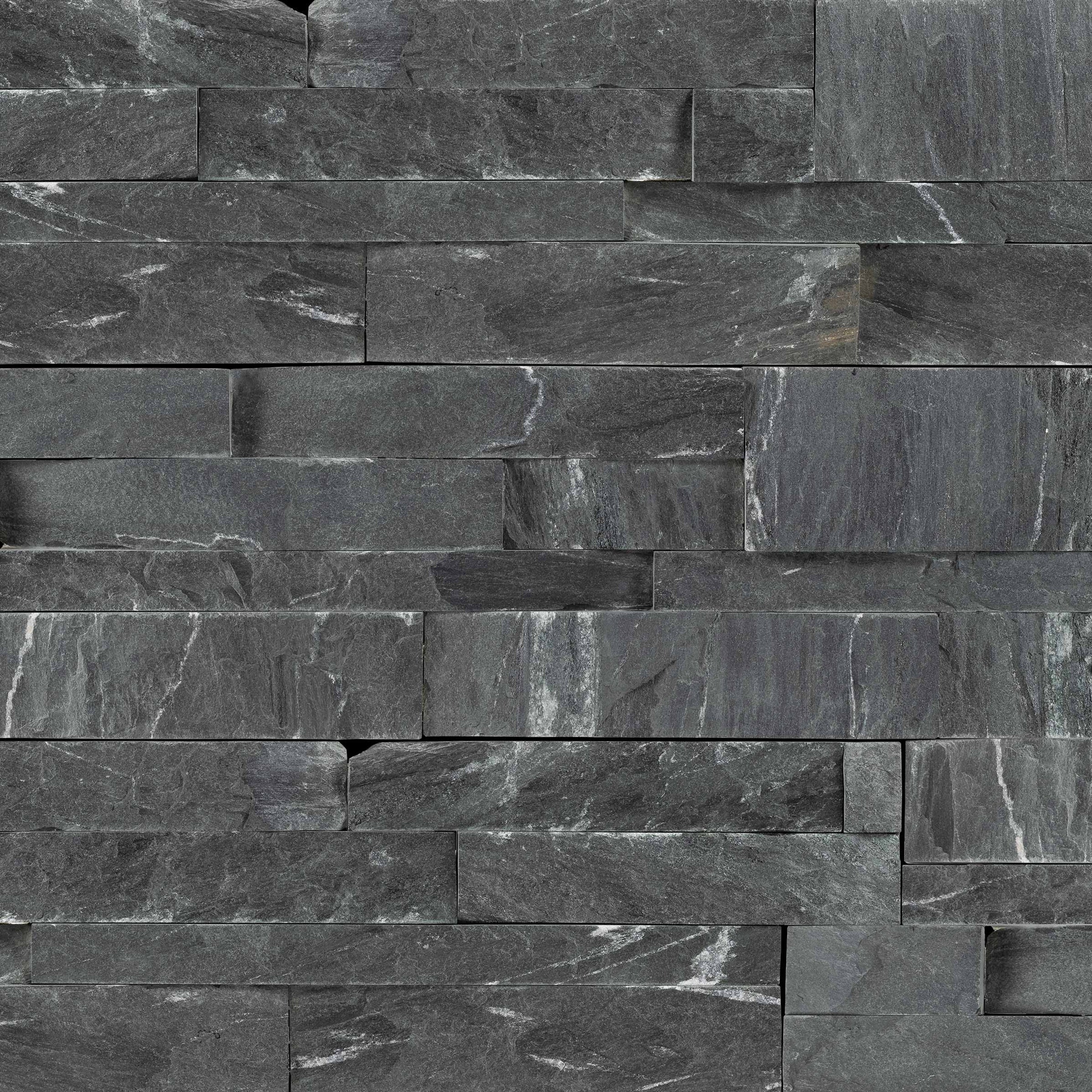 Marine Black Natural Cleft Face, Gauged Back Schist Ledgestone — Stone ...