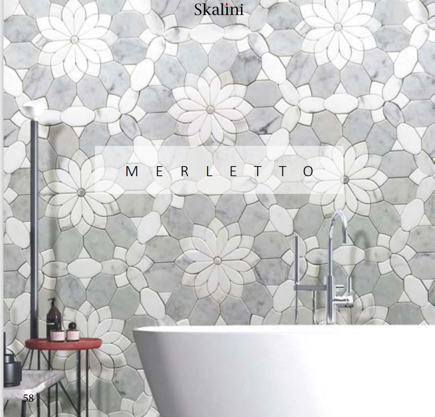 Mir Skalini Line Waterjet Thassos Calacatta / Carrara Mosaic — Stone ...