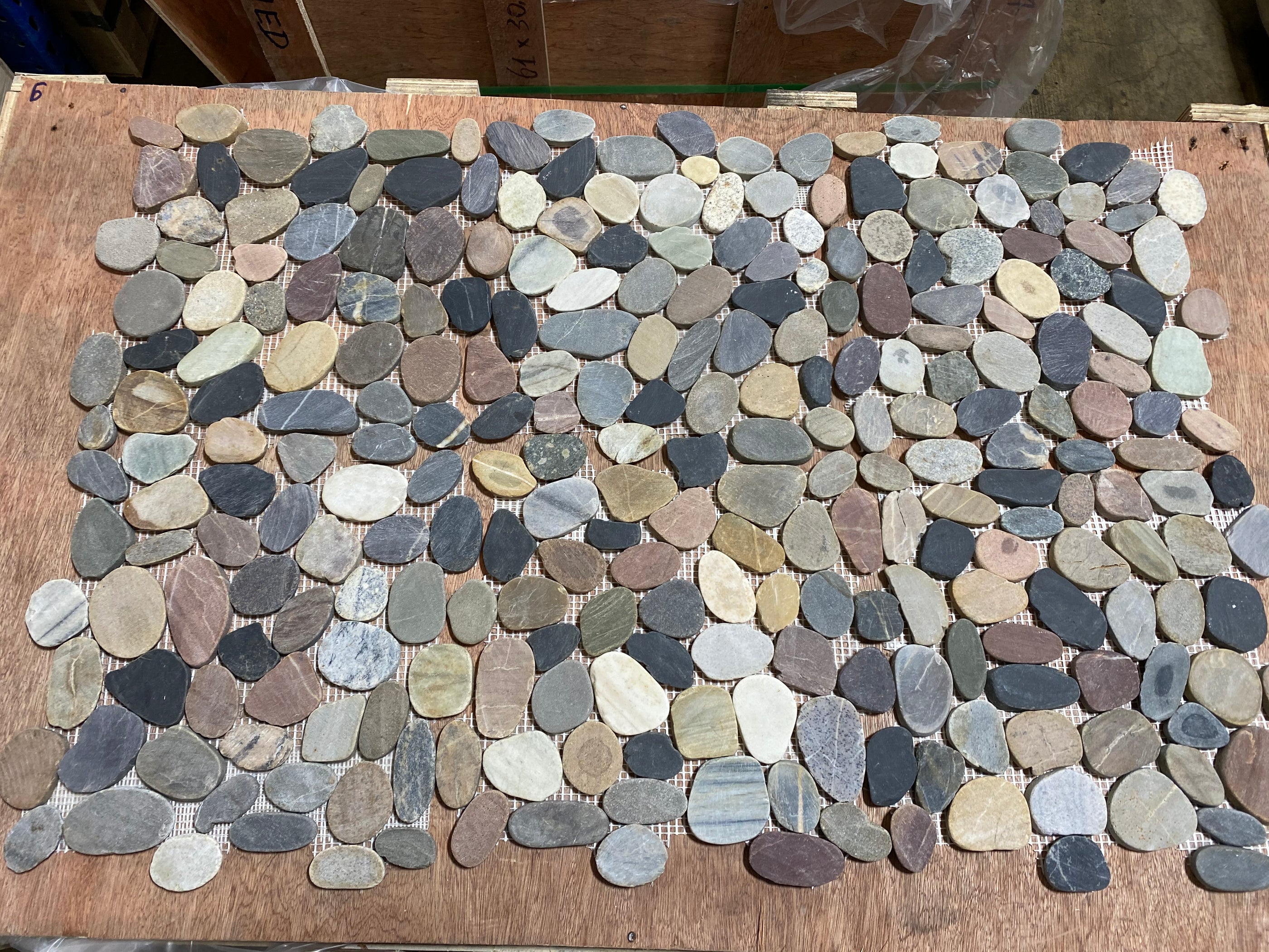 3 Color Mixed Marble Pebble - 12" x 12" | Stone & Tile Shoppe