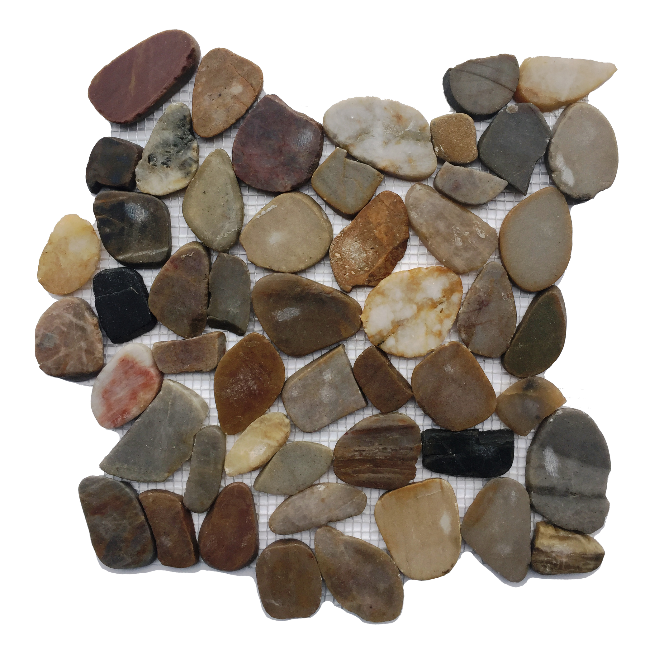 3 Color Mixed Marble Pebble - 12" x 12" | Stone & Tile Shoppe