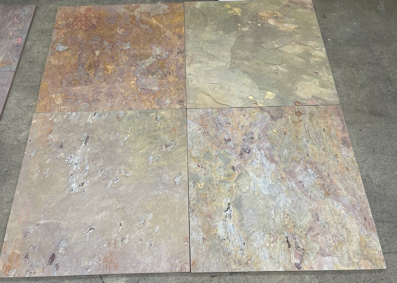 Multi-Color Classic Natural Cleft Face Gauged Back Slate Tile — Stone ...