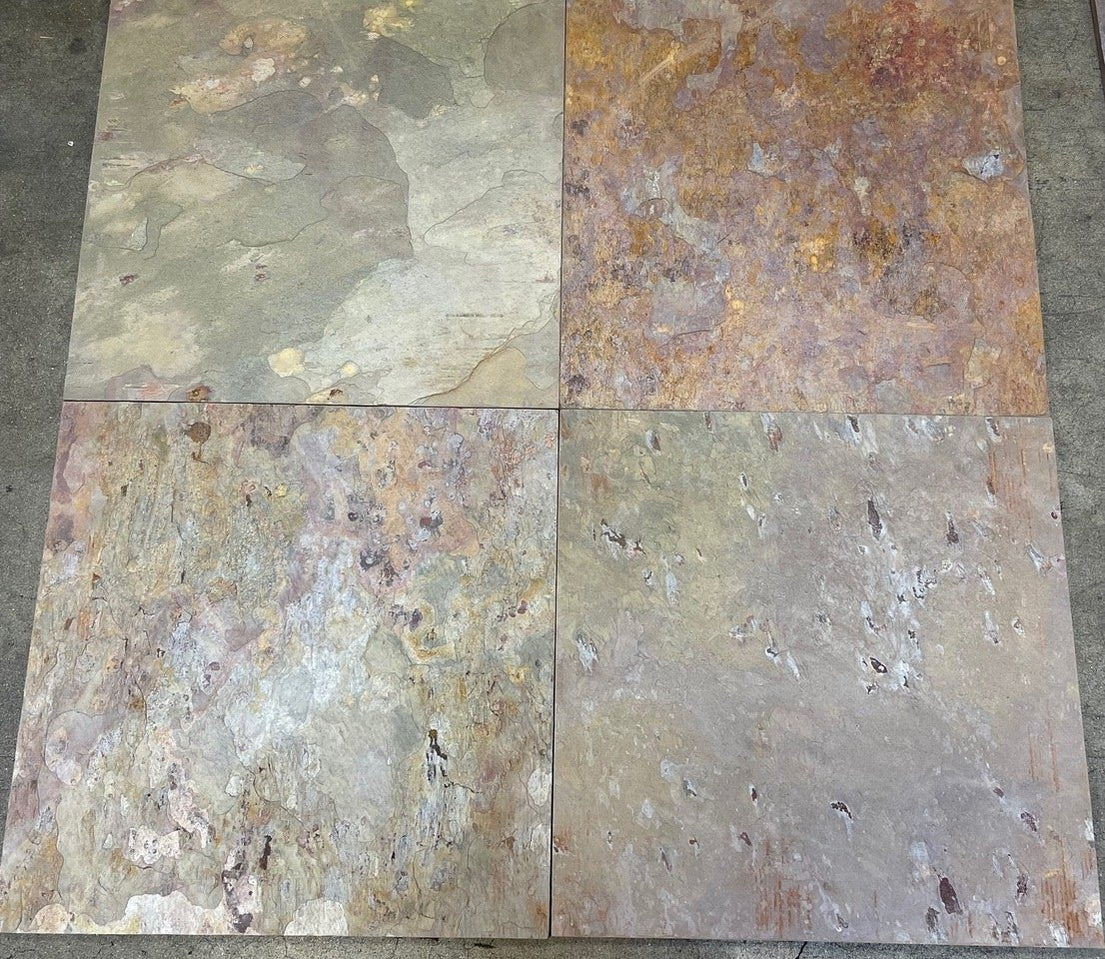 Multi-Color Classic Natural Cleft Face Gauged Back Slate Tile — Stone ...