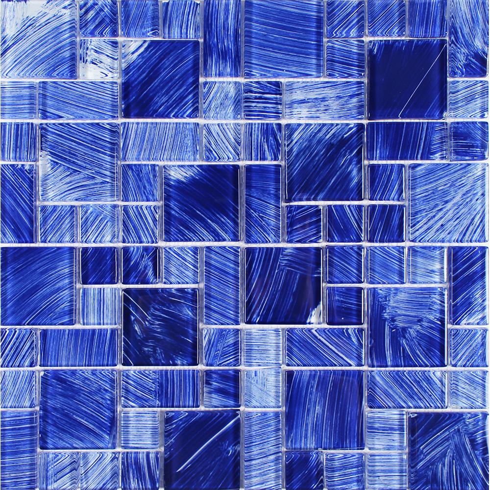 Full Sheet Sample - Aquatica Watercolors Navy Blue Block Random Glass ...