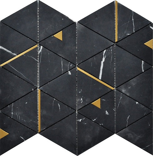 Roca Rock Art Nero Marquina Polished Stone & Glass Mosaic — Stone ...