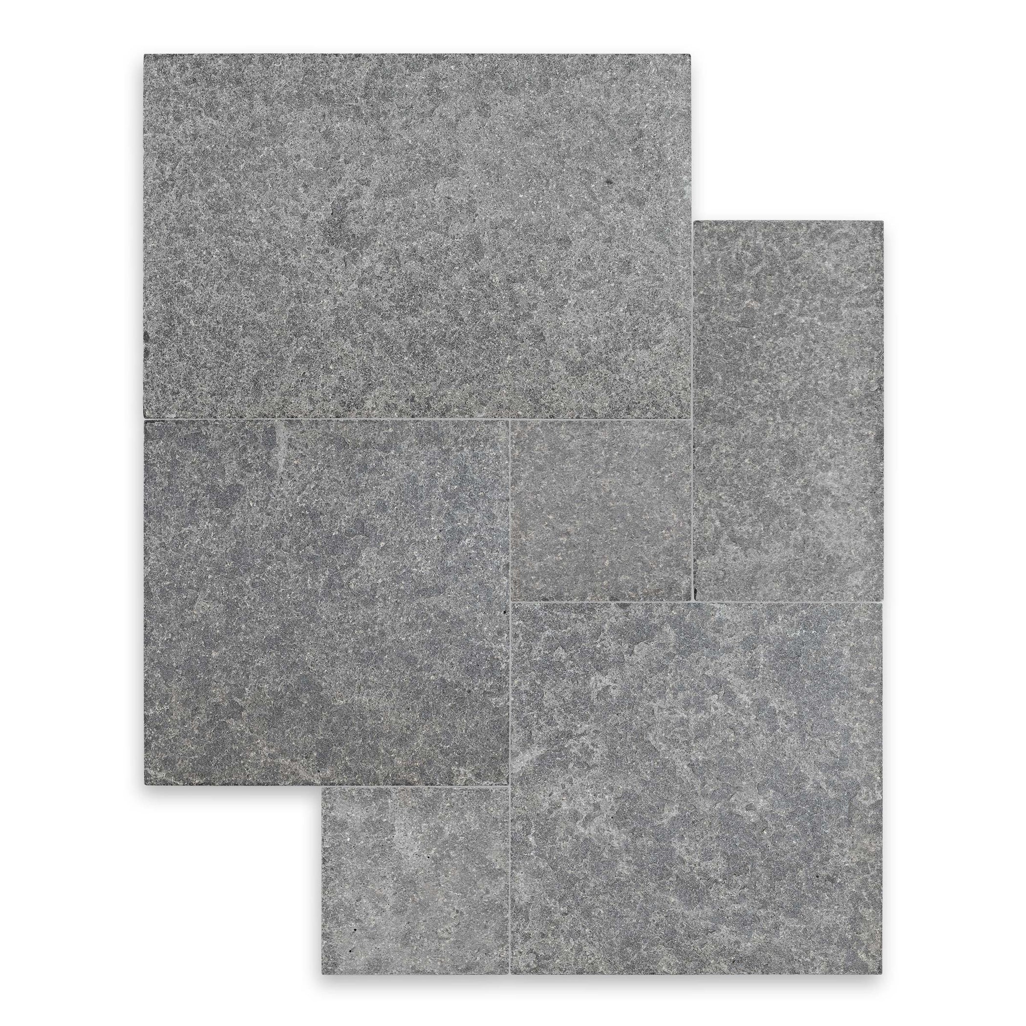 Olympus Black Flamed & Tumbled Basalt Paver Versailles Pattern — Stone ...