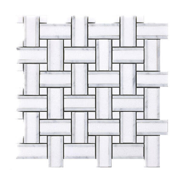 Happy Floors Thassos & Carrara Frame Natural Marble Mosaic — Stone ...