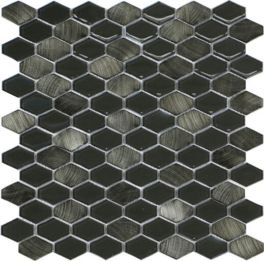 Happy Floors Iridium Anthracite Natural Glass & Aluminum Mosaic — Stone ...