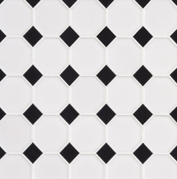 MSI Domino Retro Bianco White and Black Glossy & Matte Porcelain Mosaic ...