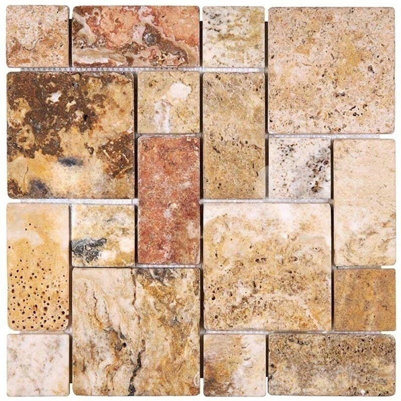 Scabos Travertine Mosaic - 3 Piece Mini Pattern | Stone & Tile Shoppe