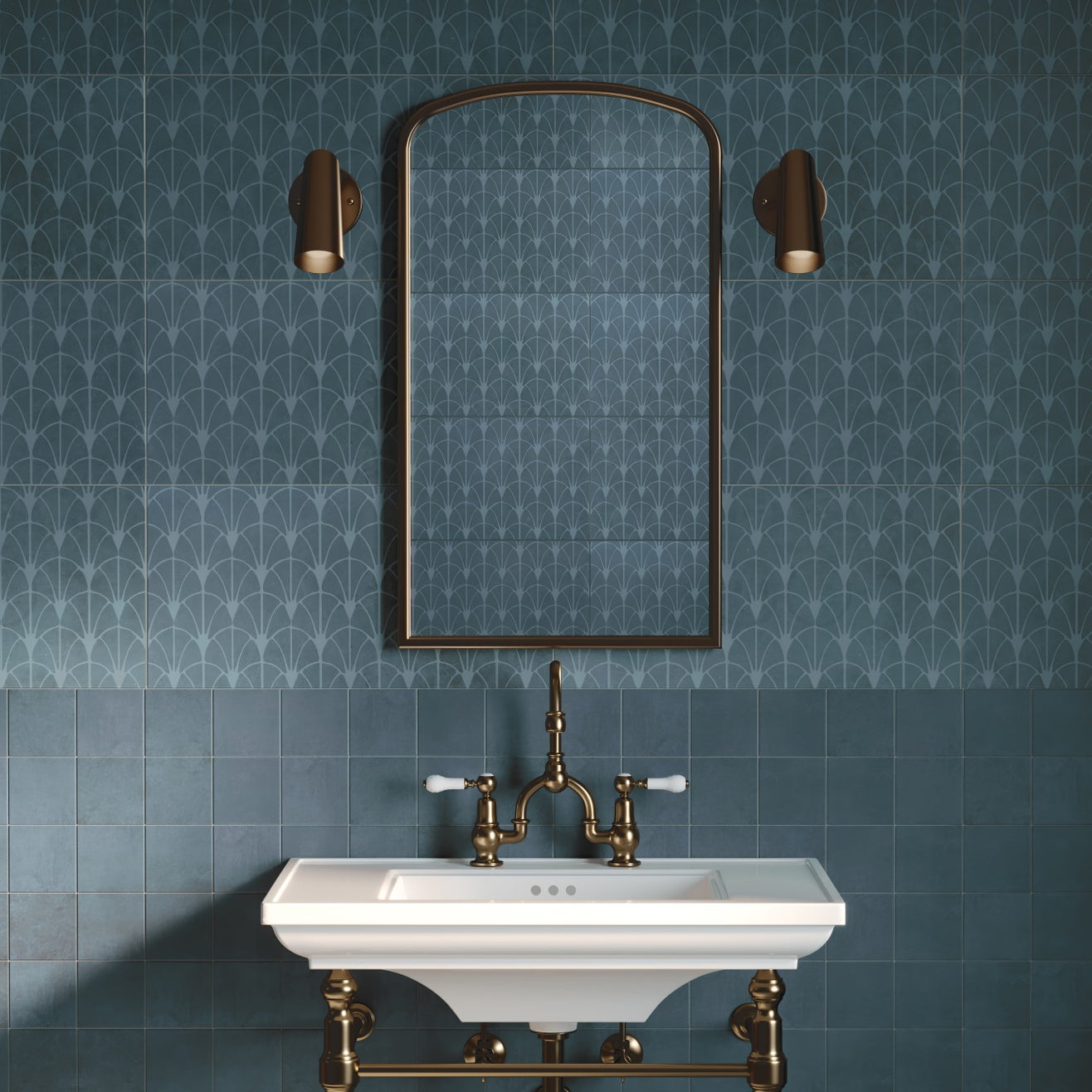 Bedrosians Wave SEA Seaweed Fan Deco Honed Porcelain Tile — Stone ...
