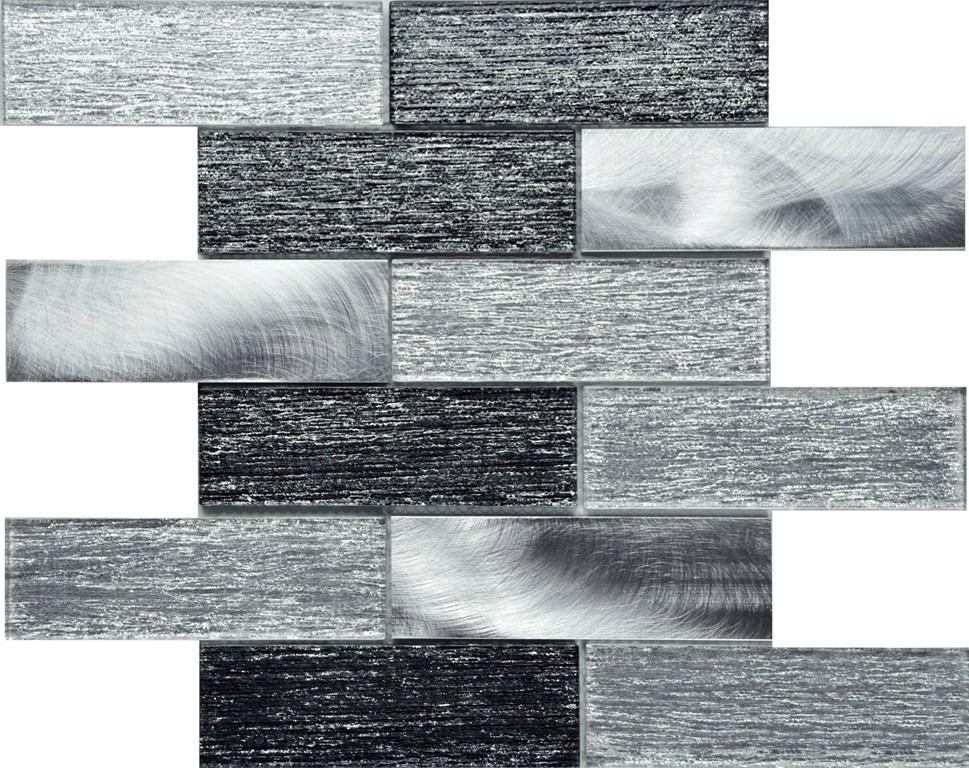 Shadow Shimmer Silk Interlocking Glass & Metal Mosaic - Brick | Lowest ...