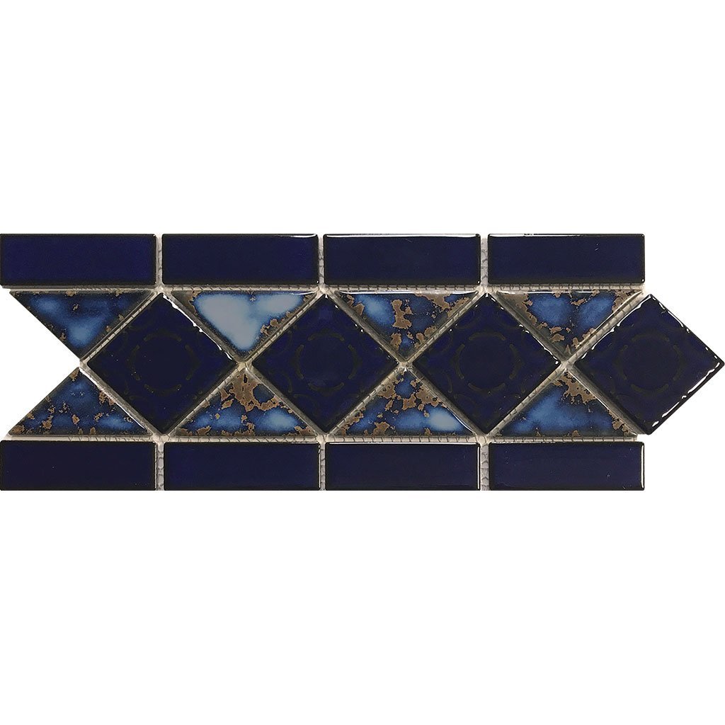 Full Sheet Sample - Aquatica Listello Terra Blue Diamond Porcelain Mos ...