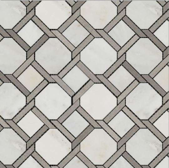 Luxe Bianco Bello & Palladium Grey Polished Marble Mosaic — Stone ...