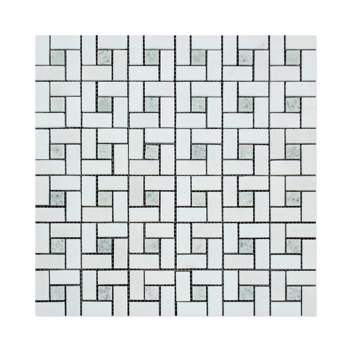 Thassos White Marble Mosaic - Pinwheel with Ming Green Honed & More ...