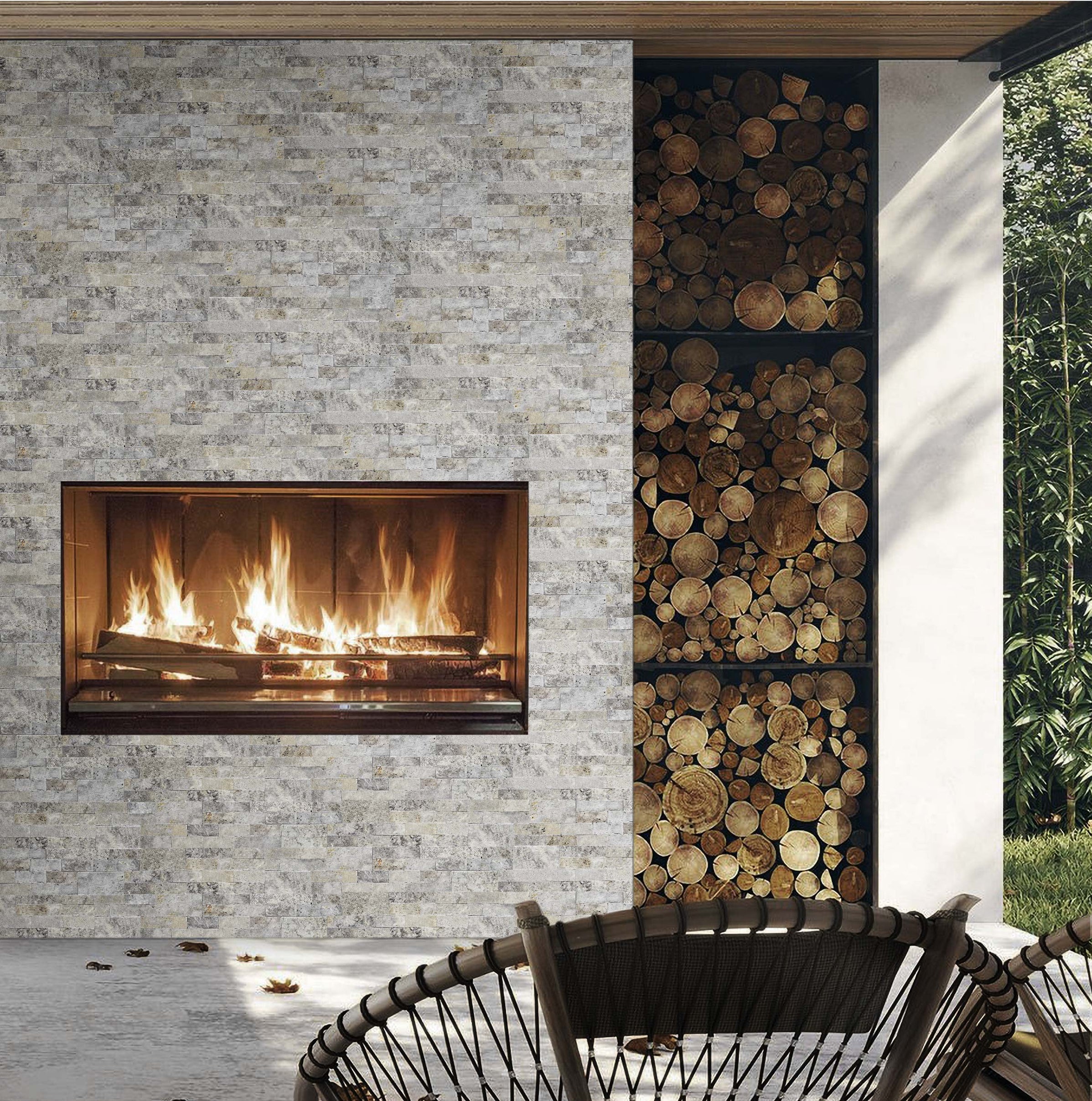 Titanium Natural Cleft Face, Gauged Back Travertine Ledgestone — Stone ...