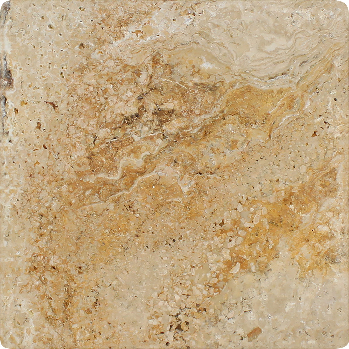 Full Tile Sample - Valencia Travertine Tile - 4" x 4" x 3/8" Filled ...