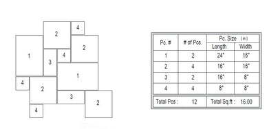 Black Slate Natural Cleft Face with Gauged Back Versailles Pattern ...