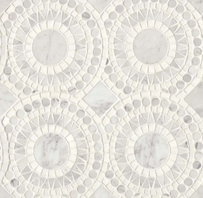 Bedrosians Solis WHTCARTHA White Carrara / White Thassos Marble Mosaic ...