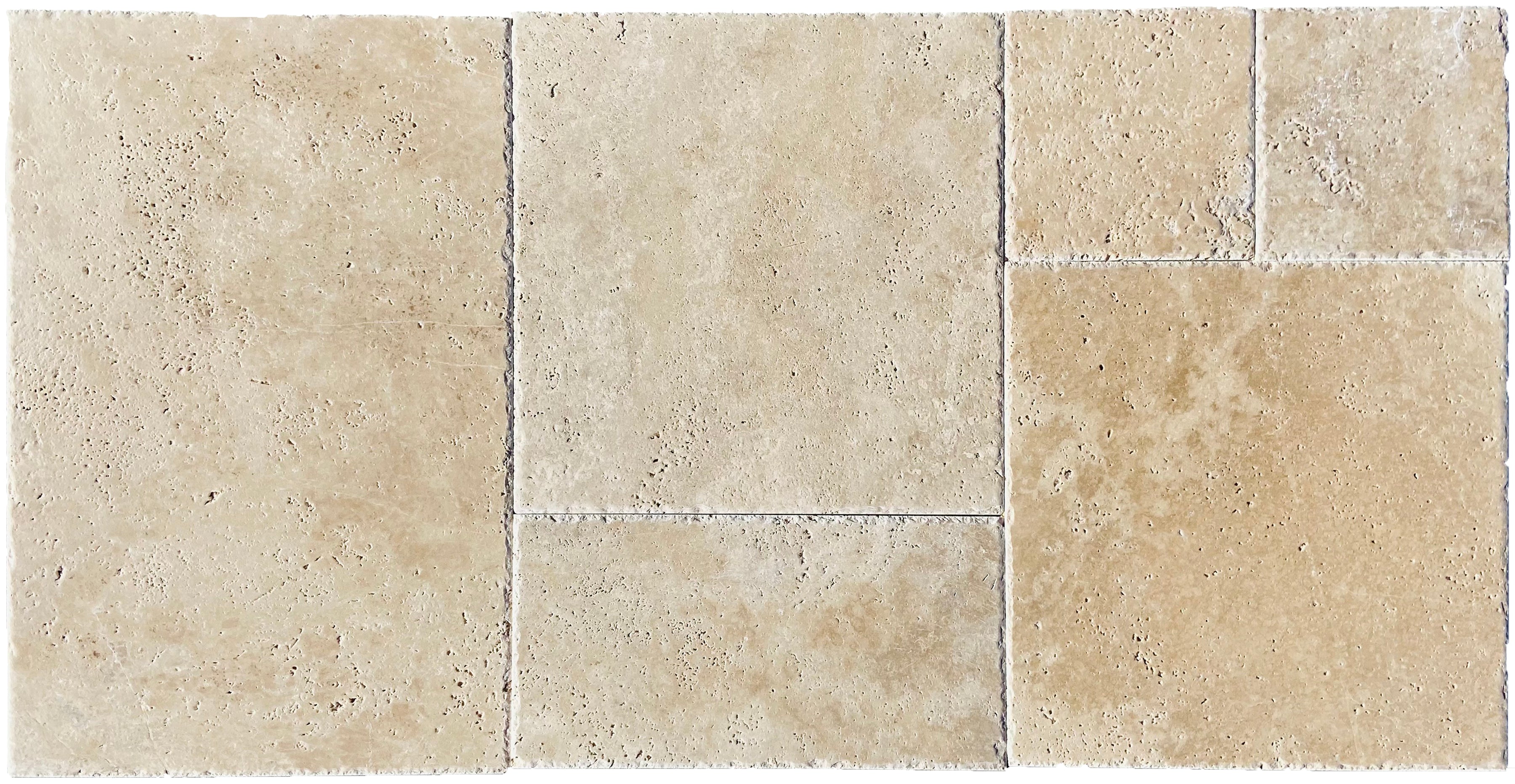 Walnut Chiseled & Brushed Travertine Versailles Pattern — Stone & Tile Shoppe, Inc.