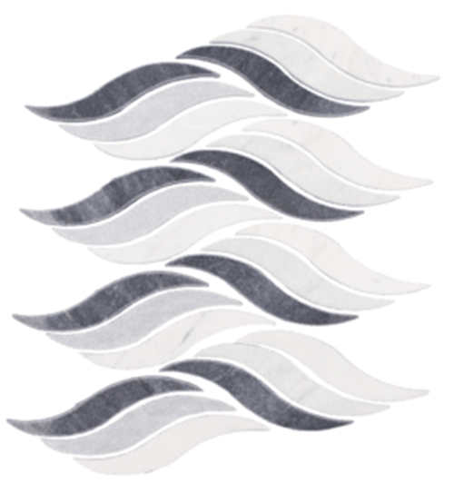 Full Sheet Sample - Zen Wave Stone Wave Porcelain Mosaic - 7.5" x 12 ...