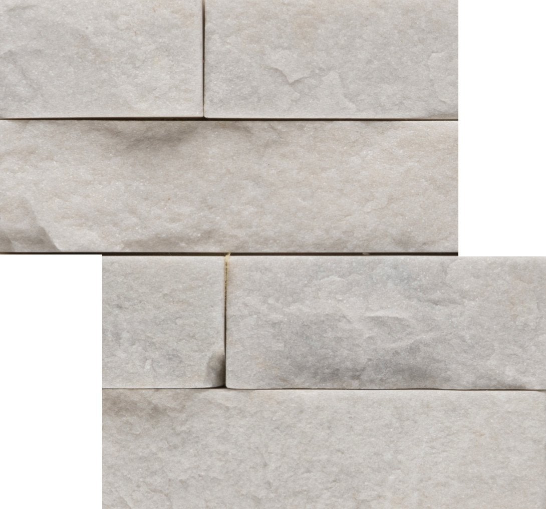Emser White Stacked Textured Quartzite Ledgestone Corner — Stone & Tile Shoppe, Inc.