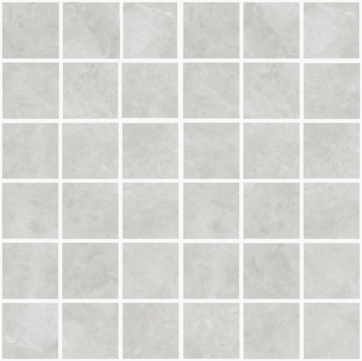 Full Sheet Sample - Asiago White Porcelain Mosaic - 2" x 2" Matte ...