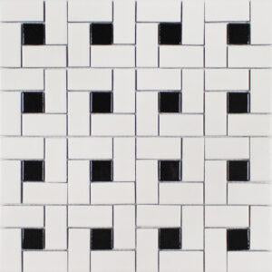 Full Sheet Sample - Gallery White Pinwheel Porcelain Mosaic - 1" x 2 ...