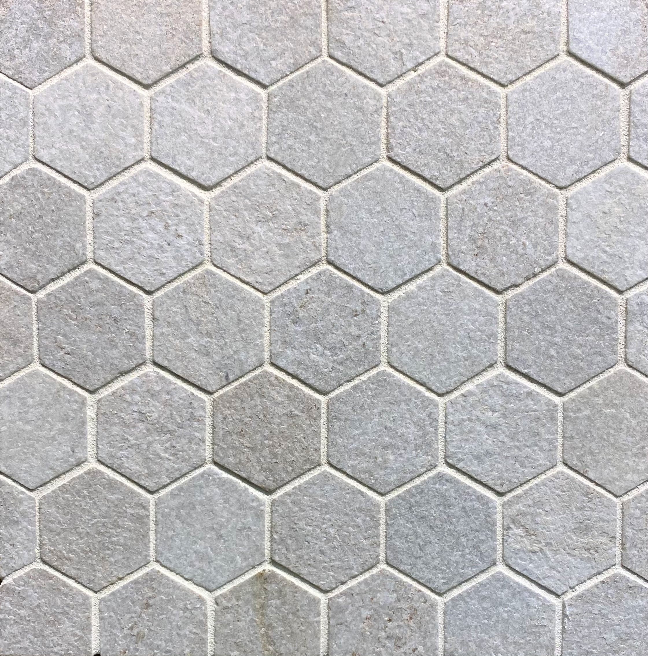 White Quartzite Mosaic - 2" Hexagon Flamed & Honed — Stone & Tile ...