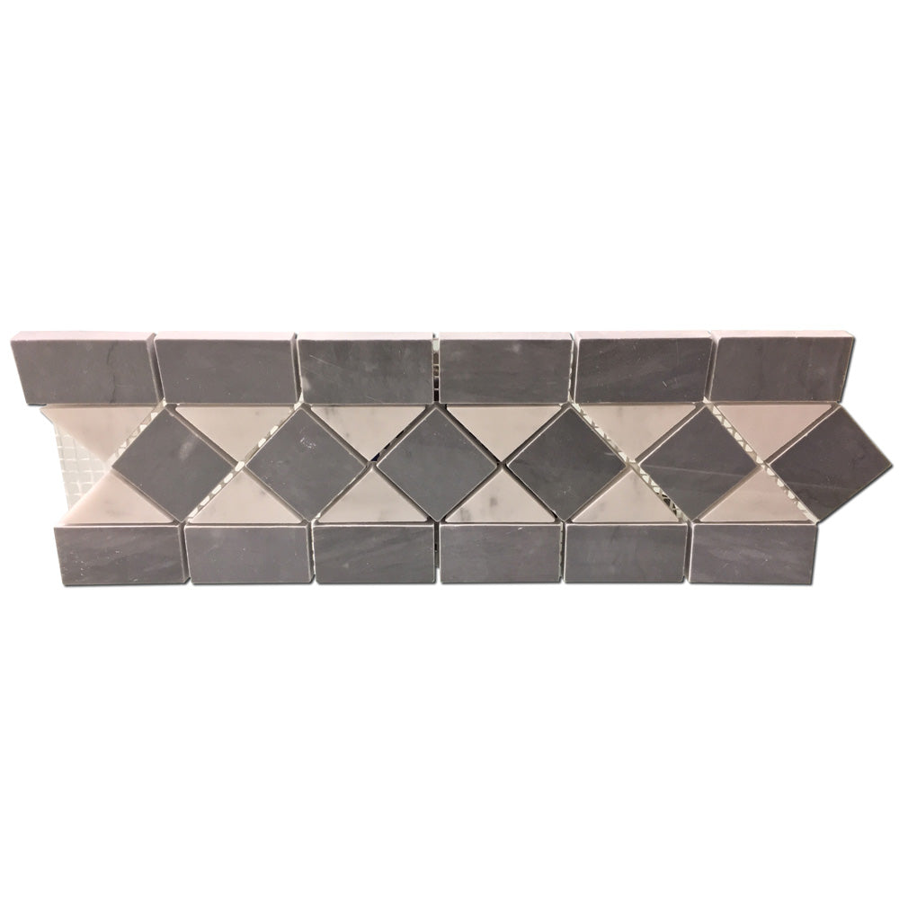 White Carrara Marble Border - 4" x 12" Classic Border Polished — Stone ...