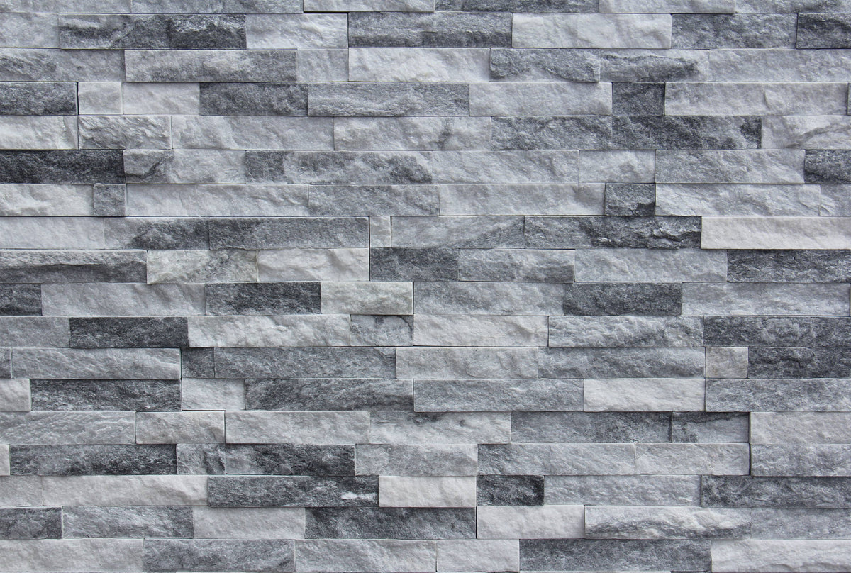 Full Ledger Sample - Cloudy Grey Marble Ledgestone - 6" x 24" x 3/4" - — Stone & Tile Shoppe, Inc.