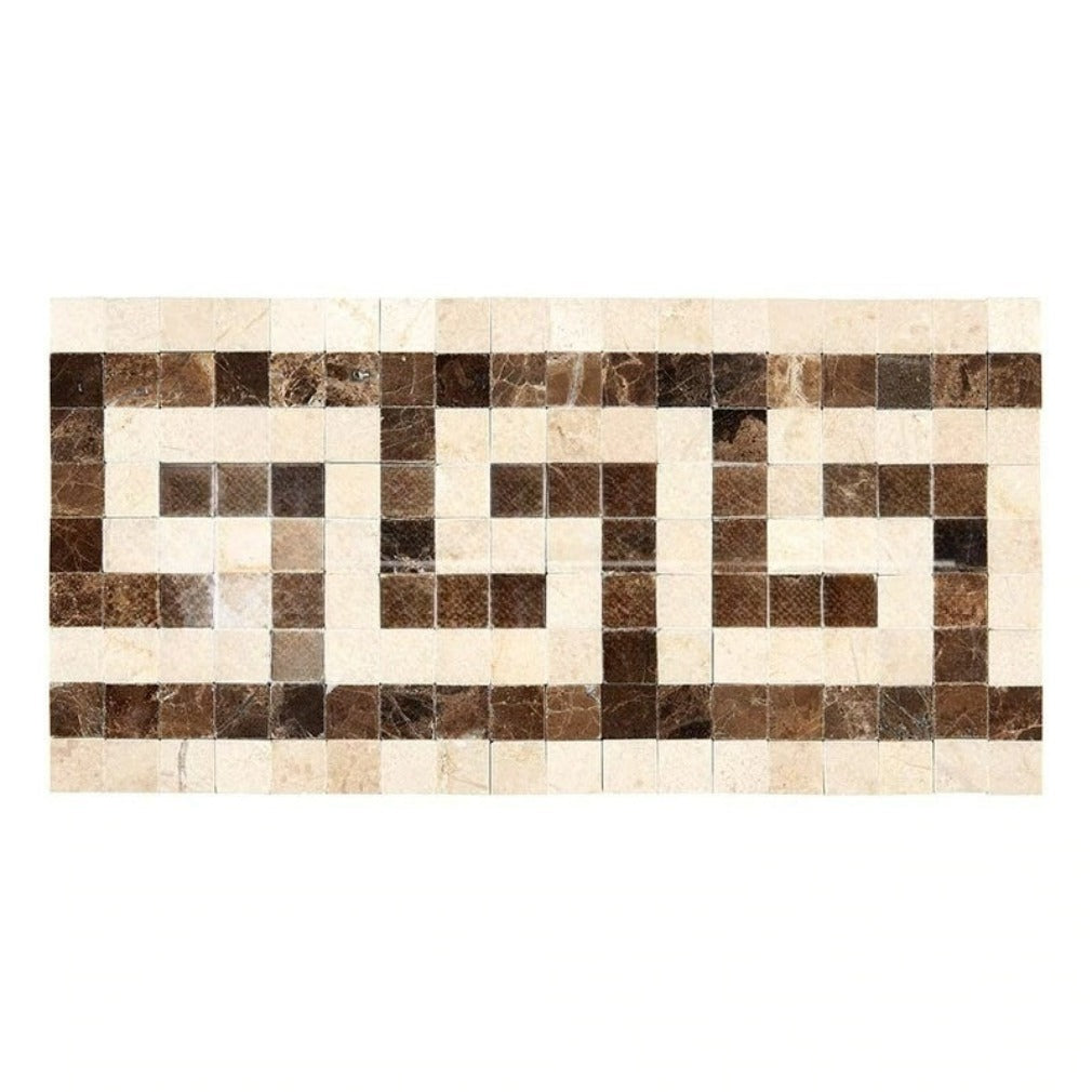 Crema Marfil Marble - Greek Key Border with Emperador Dark Polished ...