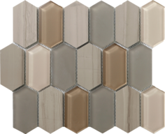 Full Sheet Sample - Metropolitan Dune Deco Picket Fence Stone & Glass — Stone & Tile Shoppe, Inc.