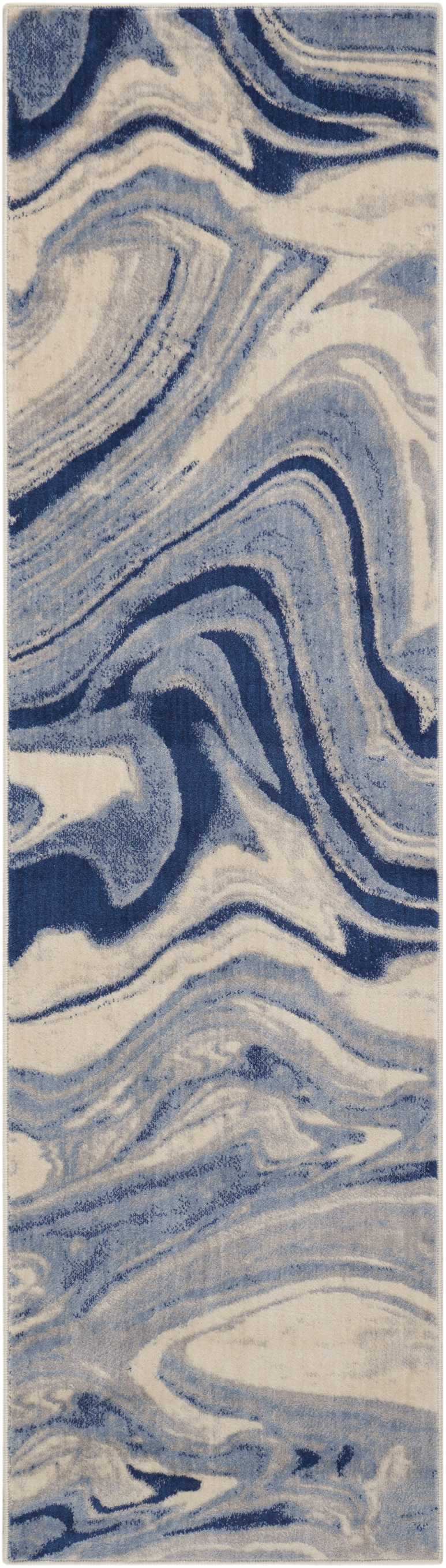 Nourison Somerset ST749 Light Blue 6 Ft Runner Area Rug — Stone & Tile ...