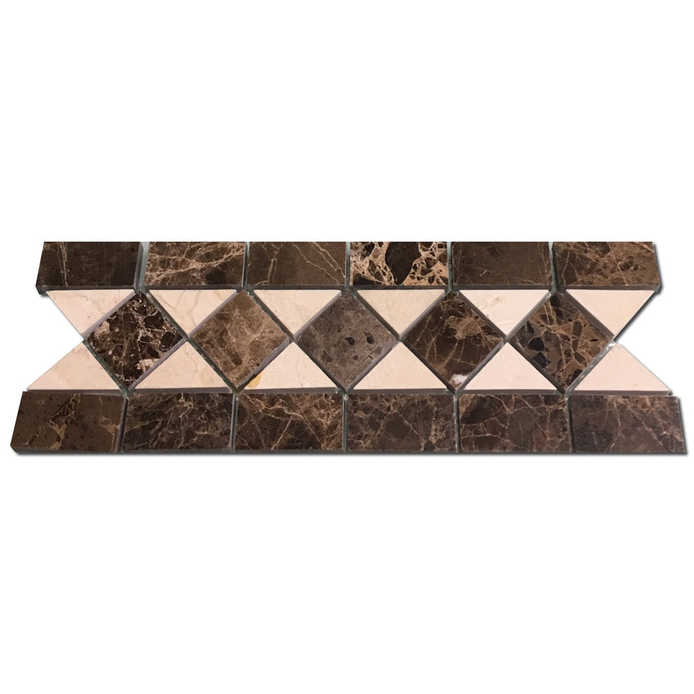 Emperador Dark Polished & Honed Marble Classic Border with Crema Marfil ...