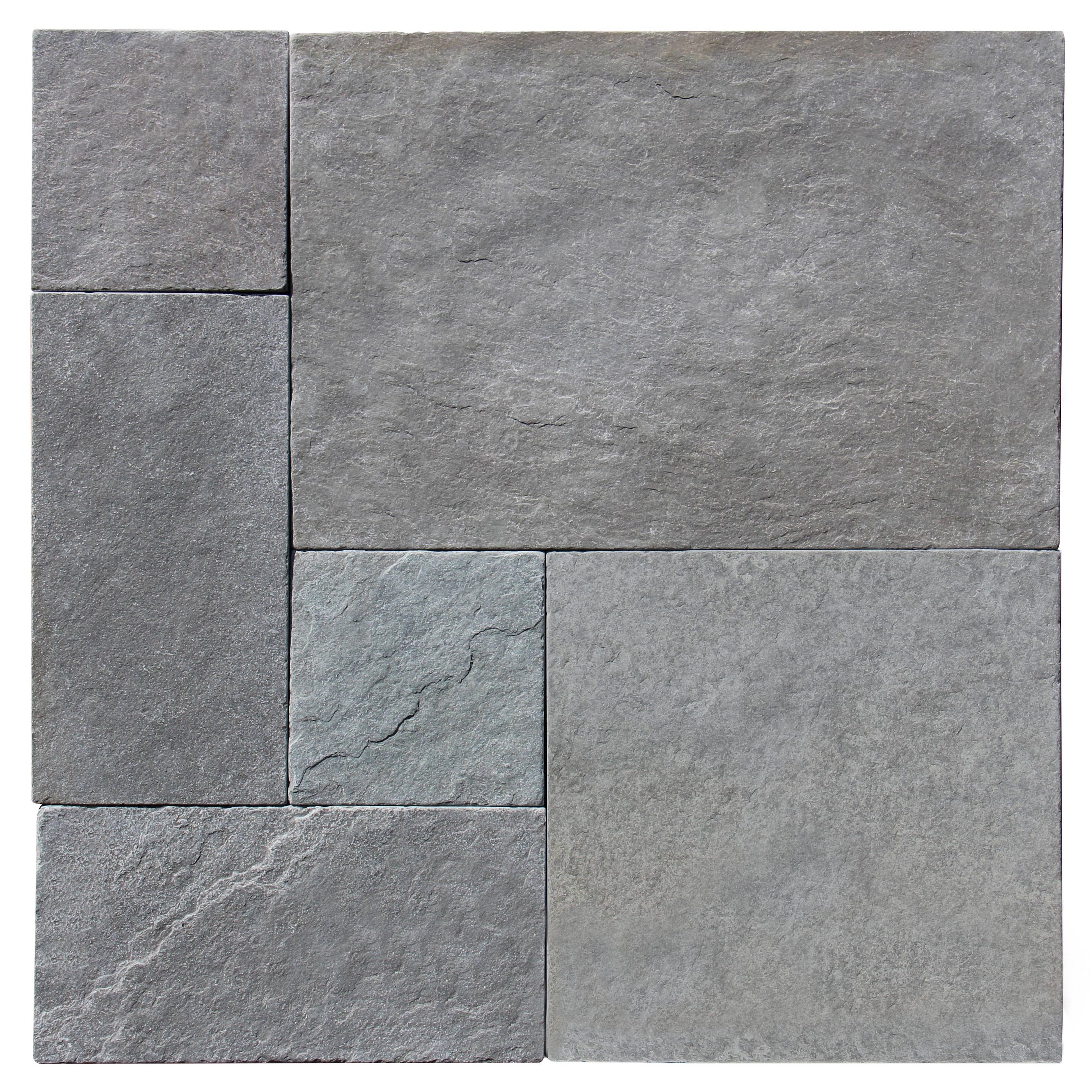 Indigo Grey Tumbled Limestone French Paver Versailles Pattern — Stone ...
