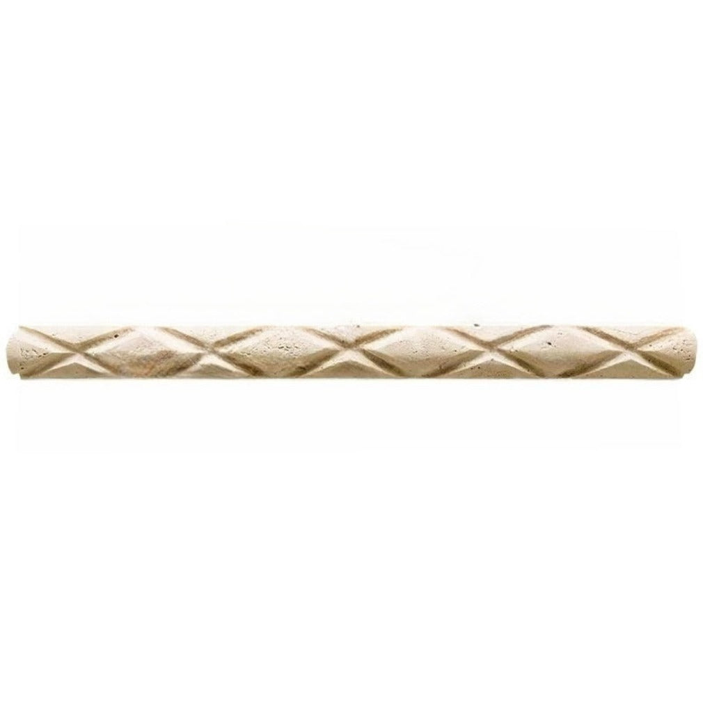 Ivory Travertine Liner - 1" x 12" Diamond Rope | Stone & Tile Shoppe