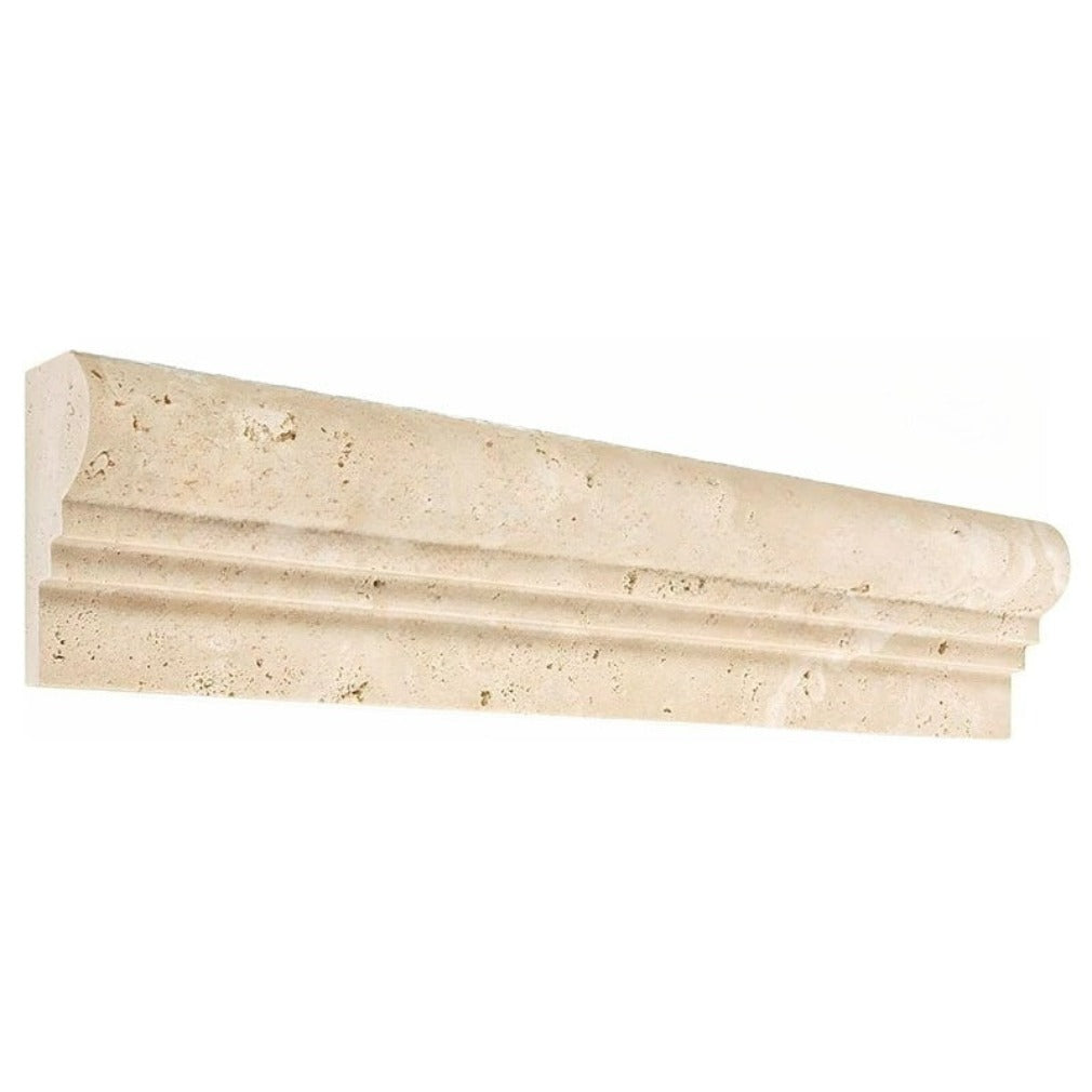 Ivory Travertine Liner - Double-step Chair Rail Unfilled & Honed ...