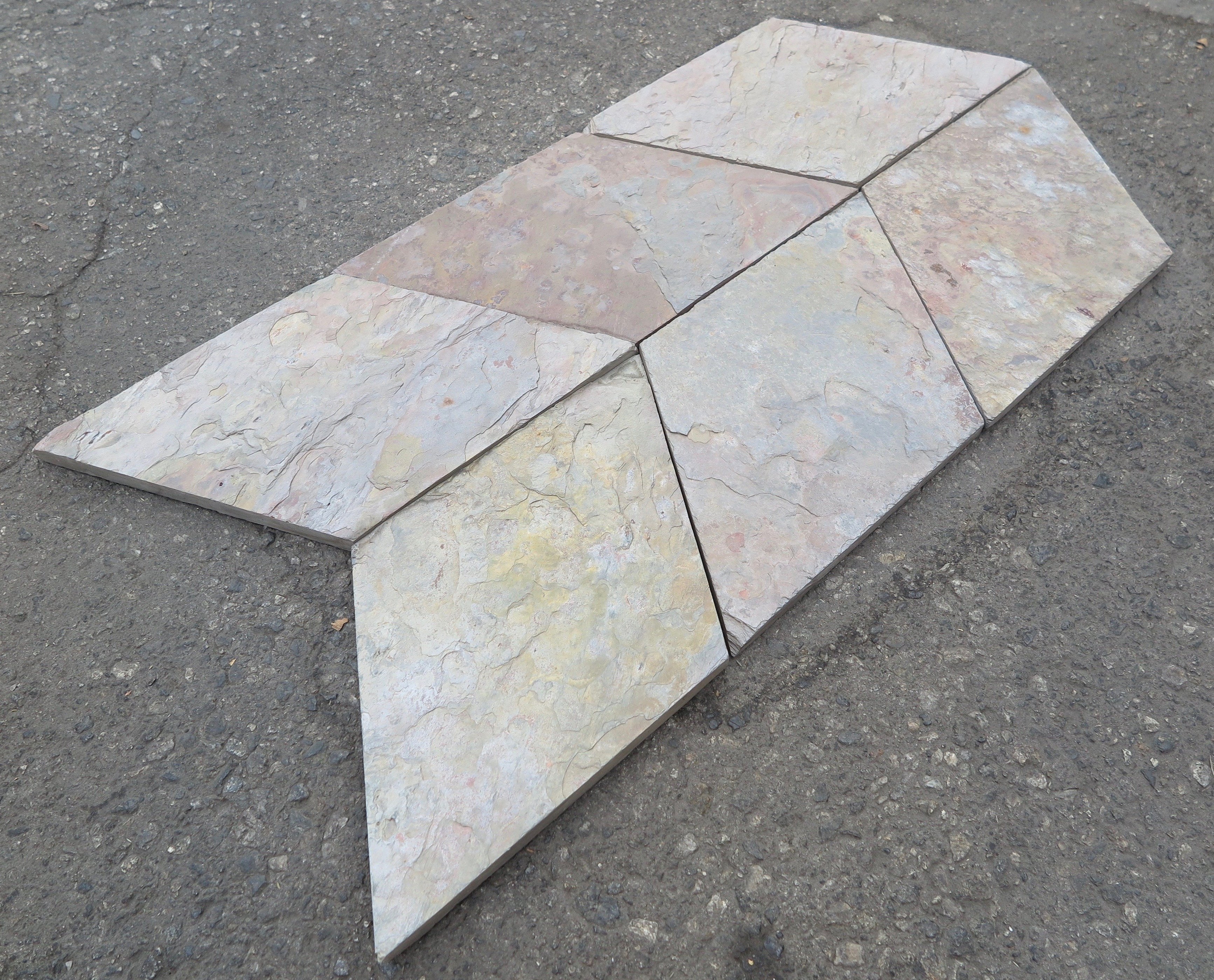 Multi-Color Classic Natural Cleft Face Gauged Back Slate Tile — Stone ...