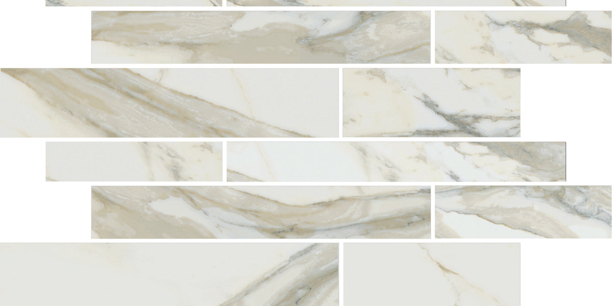 Happy Floors Stratus Oro Natural & Polished Porcelain Mosaic — Stone ...