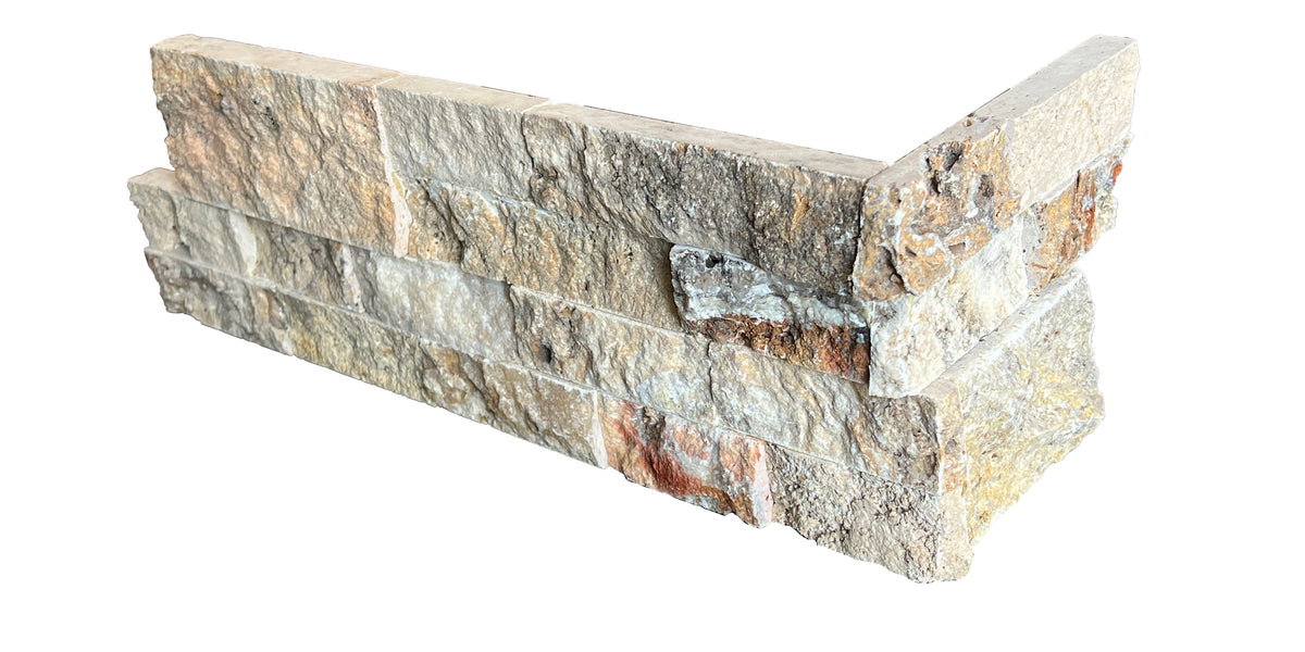 Scabos Split Face Travertine Ledgestone Corner | Lowest Price — Stone & Tile Shoppe, Inc.