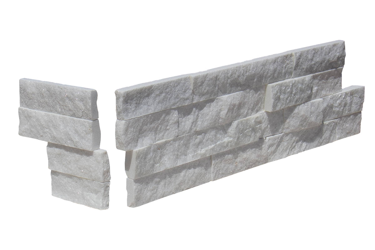 White Split Face Quartzite Ledgestone Corner | Lowest Price — Stone ...