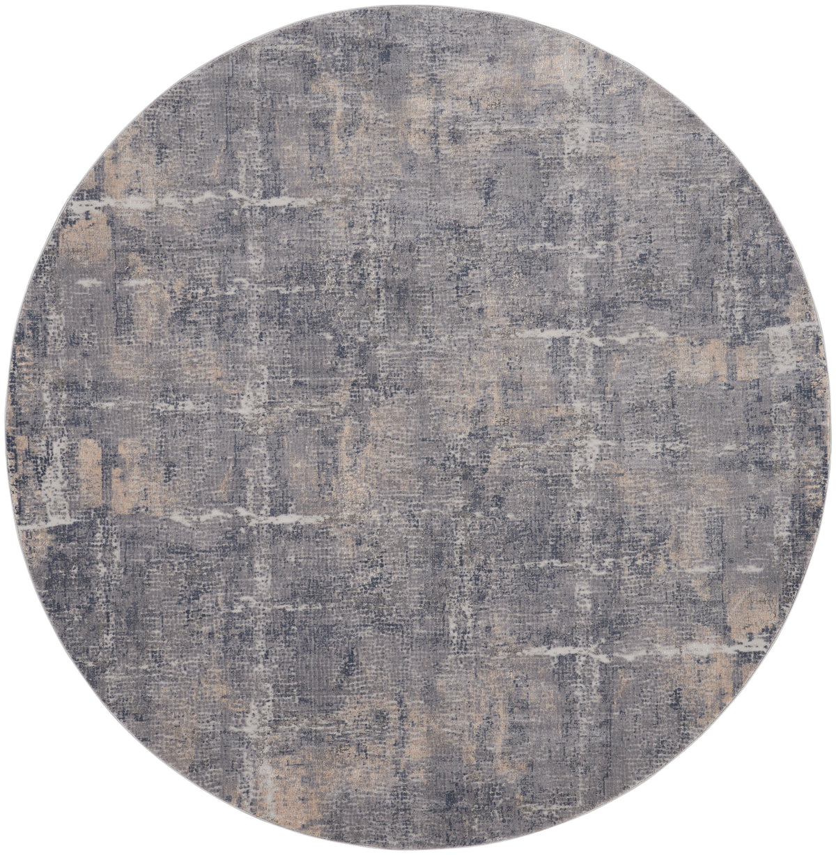 Nourison Rustic Textures RUS06 Grey / Beige 5 Ft x Round Area Rug ...